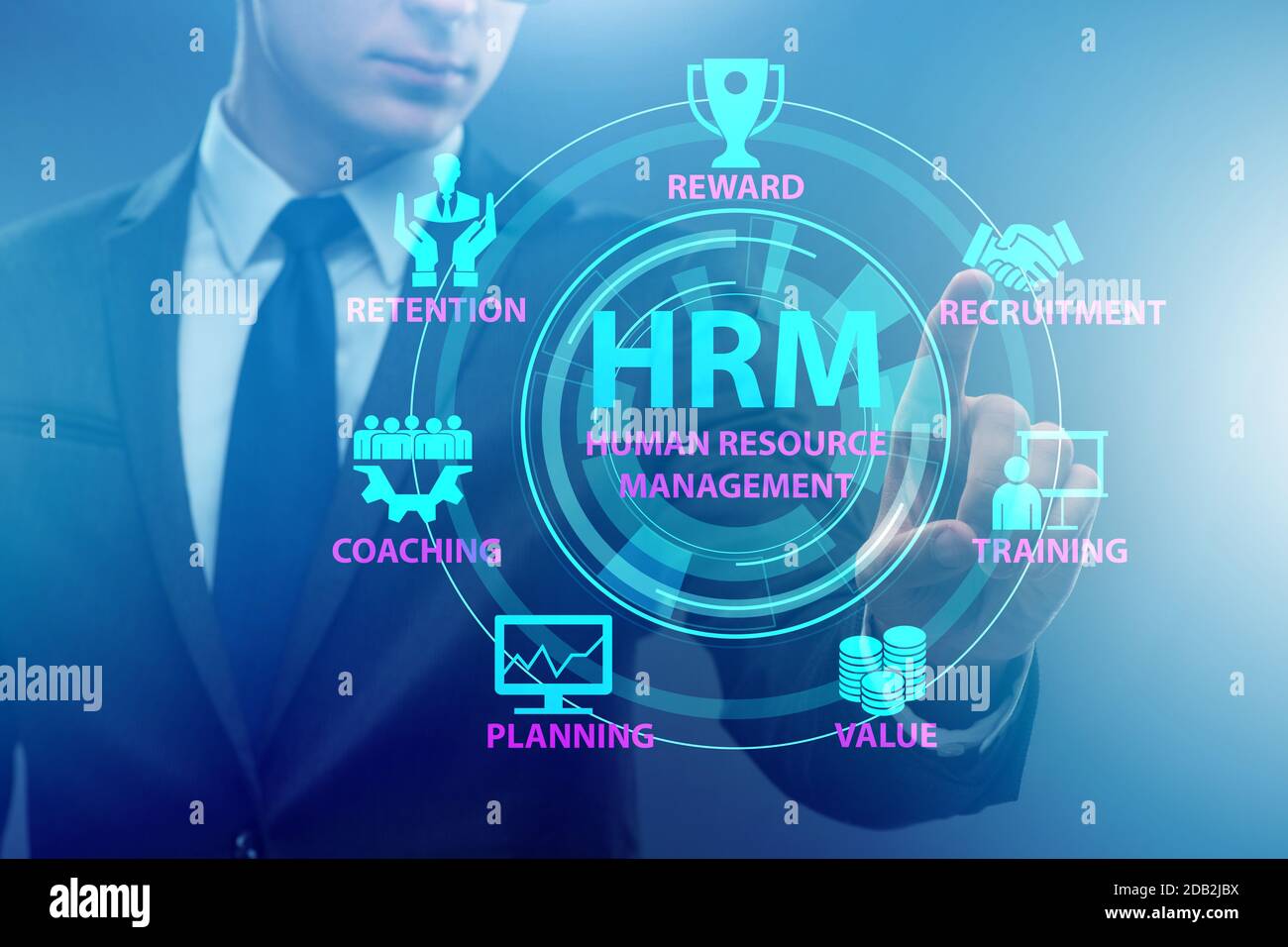 HRM - Human resource management concept with the businessman Stock ...