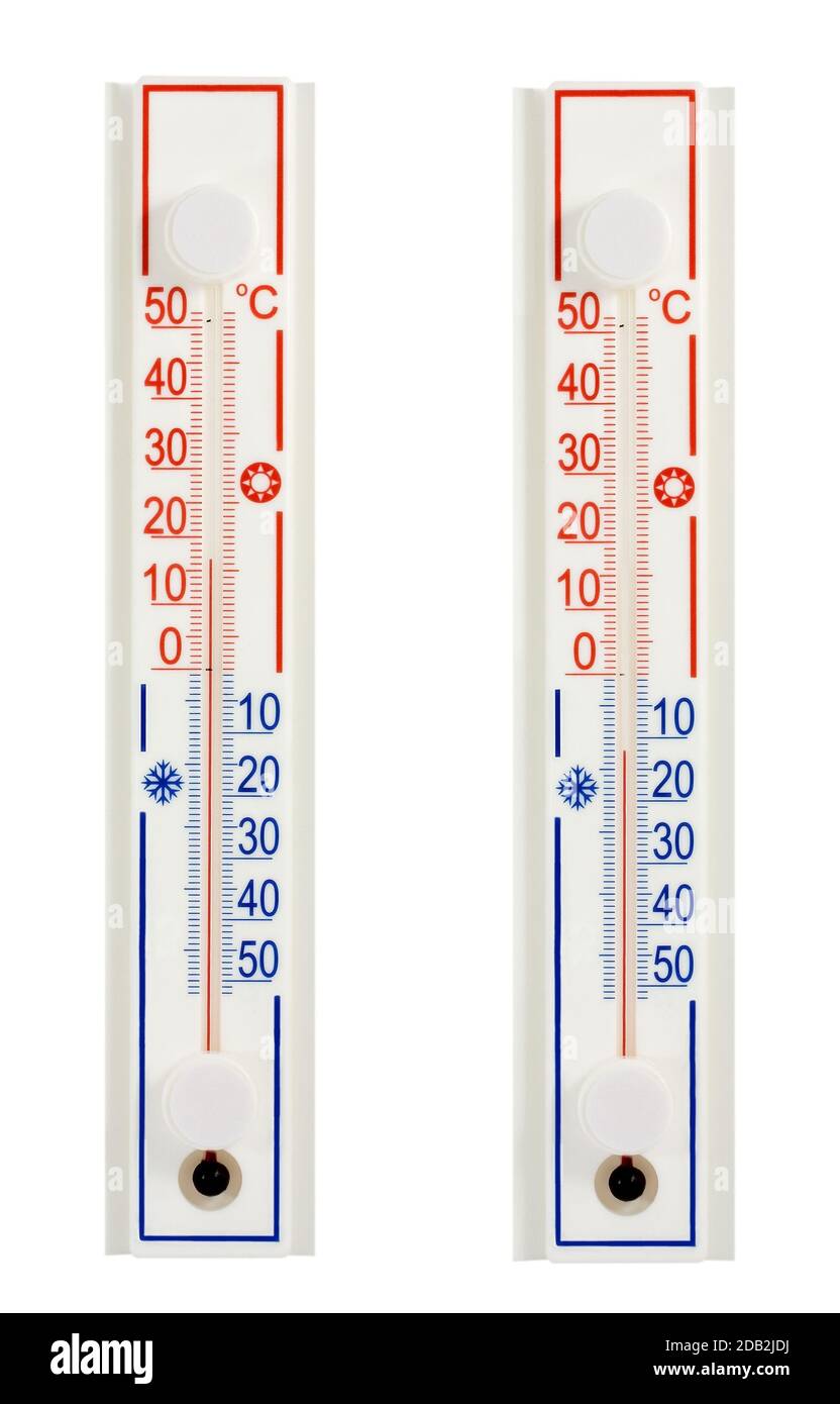thermometer in hot environment and thermometer in cold environment ...
