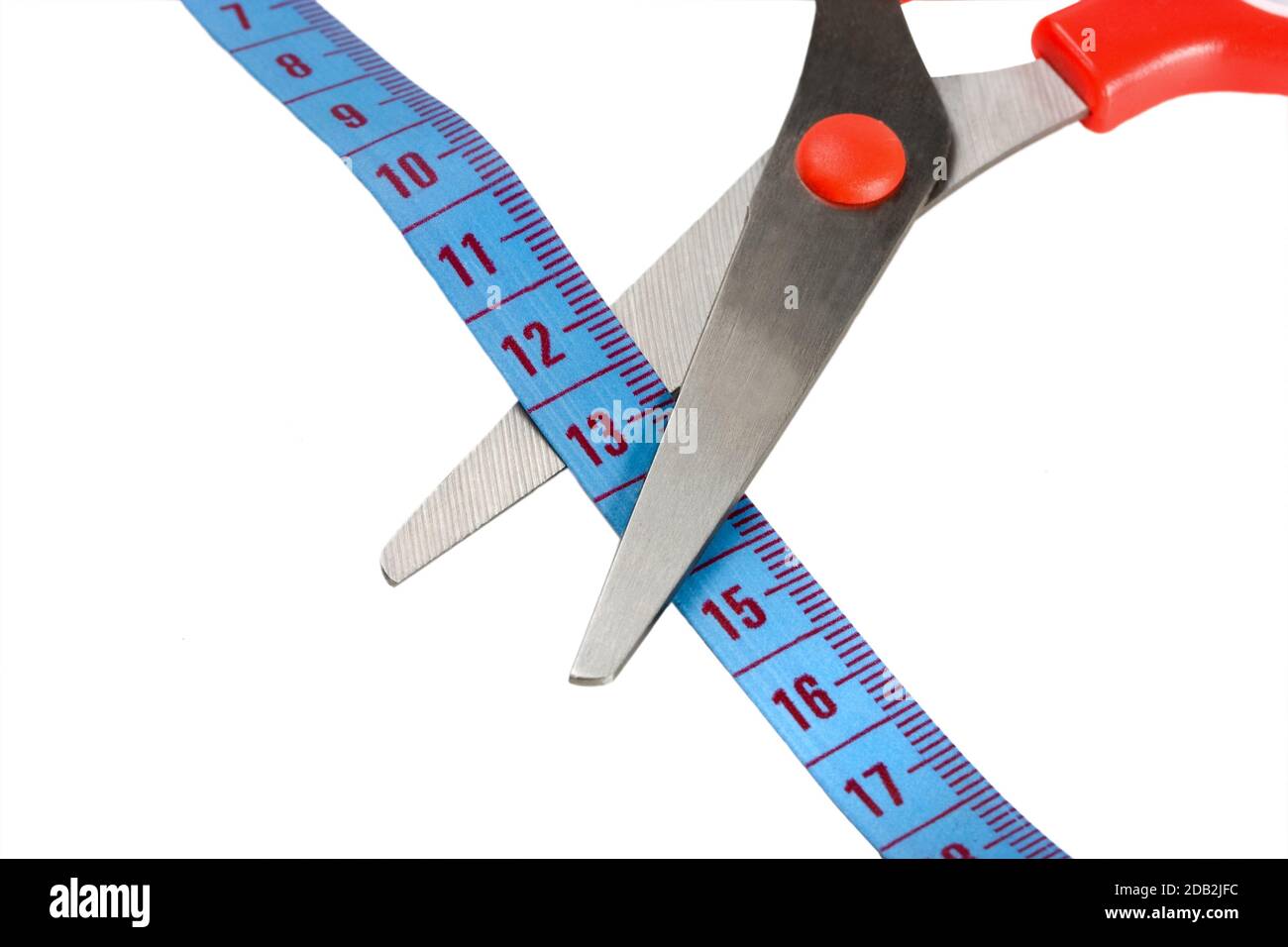 Scissors and blue tape measuring isolated on white background Stock ...