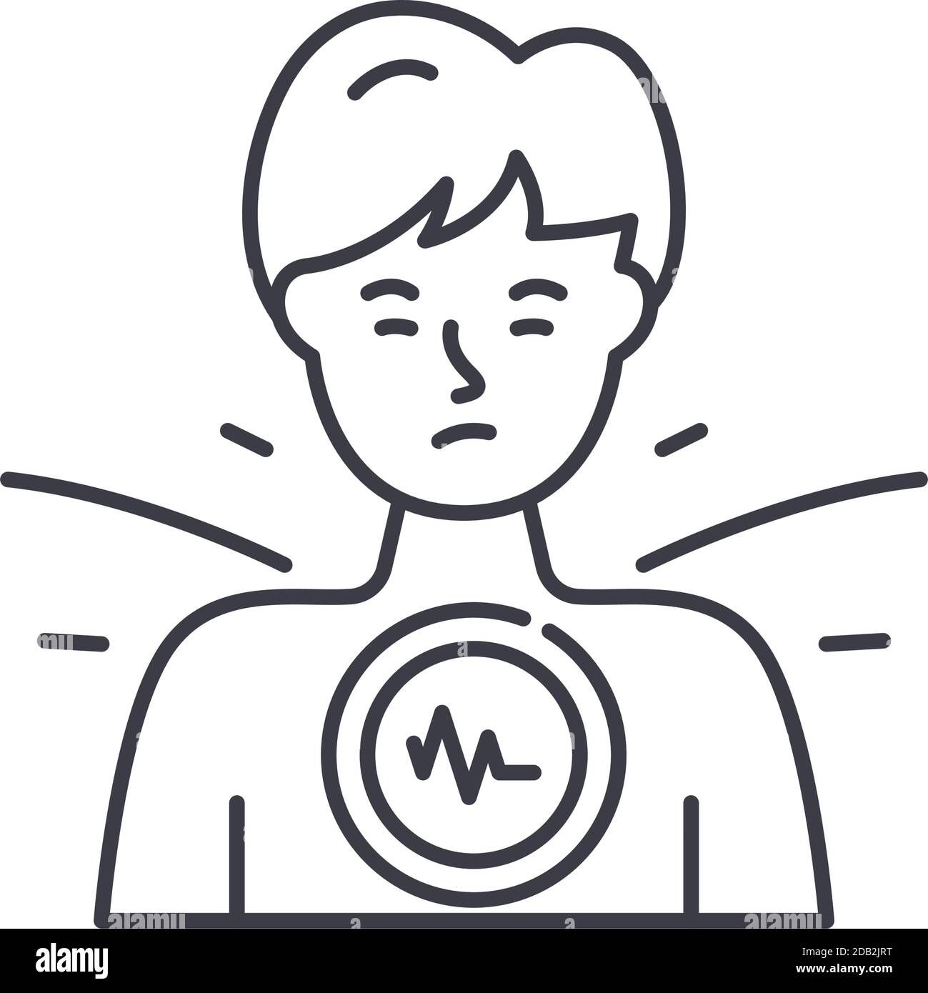 Chest pressure icon, linear isolated illustration, thin line vector ...