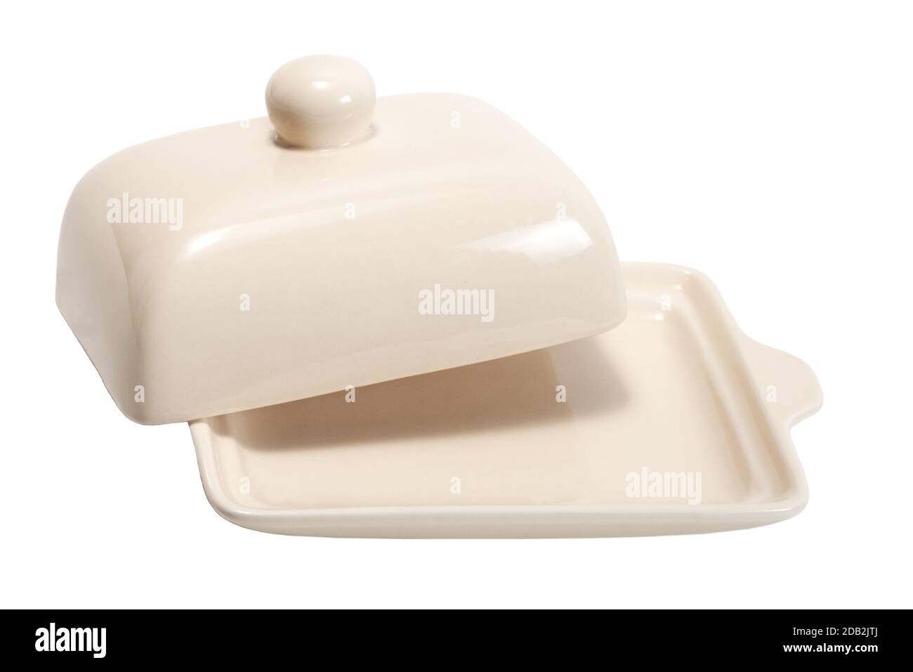open butter dish isolated on a white background Stock Photo - Alamy
