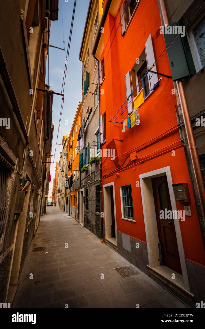 romantic and characteristic Italian colorful street with multi colored ...