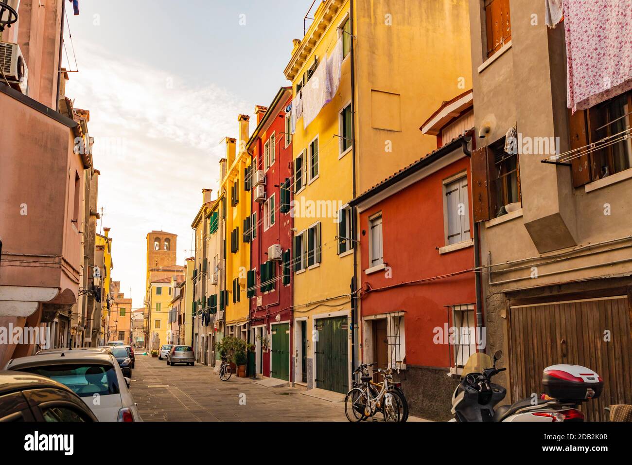 romantic and characteristic Italian colorful street with multi colored ...