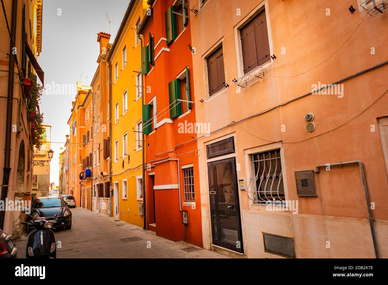 romantic and characteristic Italian colorful street with multi colored ...