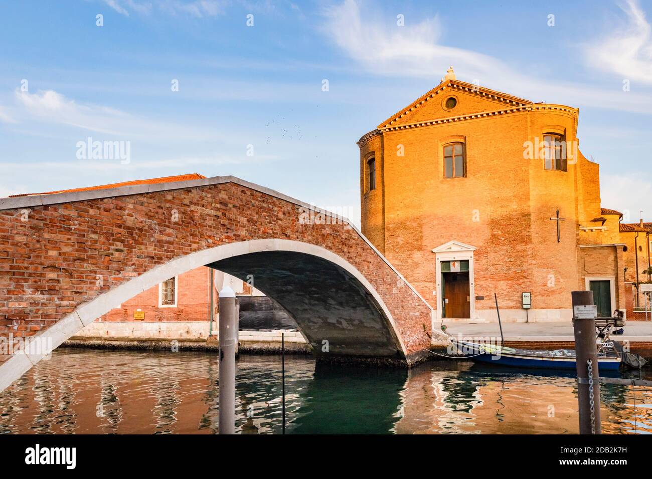 Romantic cityscape of Chioggia - near Venice - with canals, buidings, bridges and canals in ...