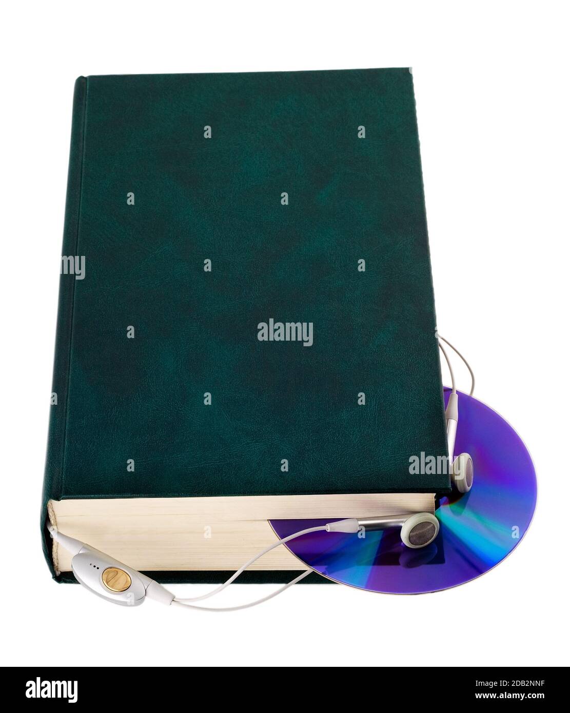 CD with headphones and books on white background Stock Photo - Alamy