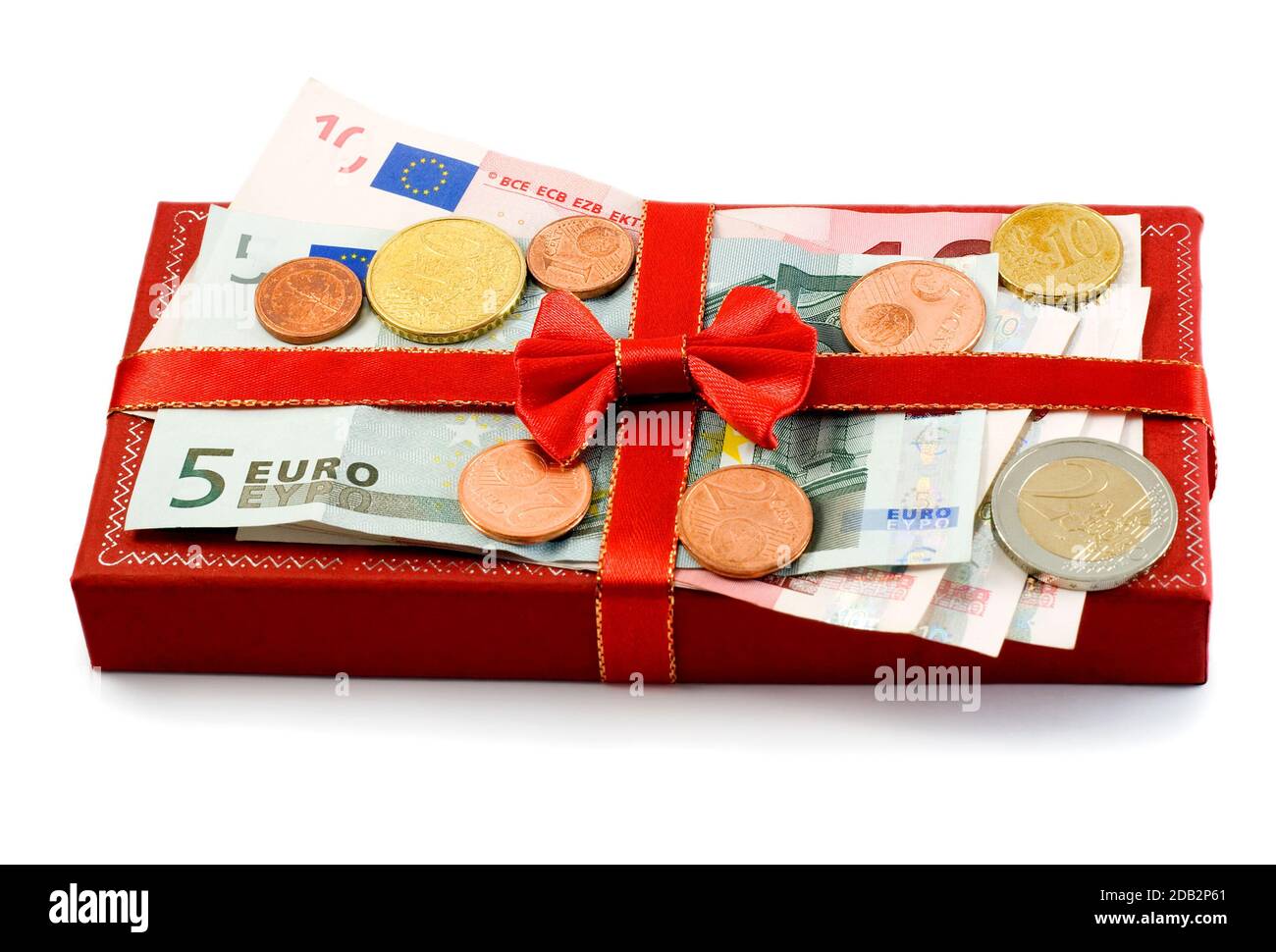gift box european union currency isolated on white Stock Photo - Alamy