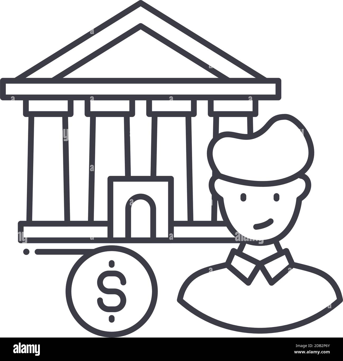 Private bank icon, linear isolated illustration, thin line vector, web ...