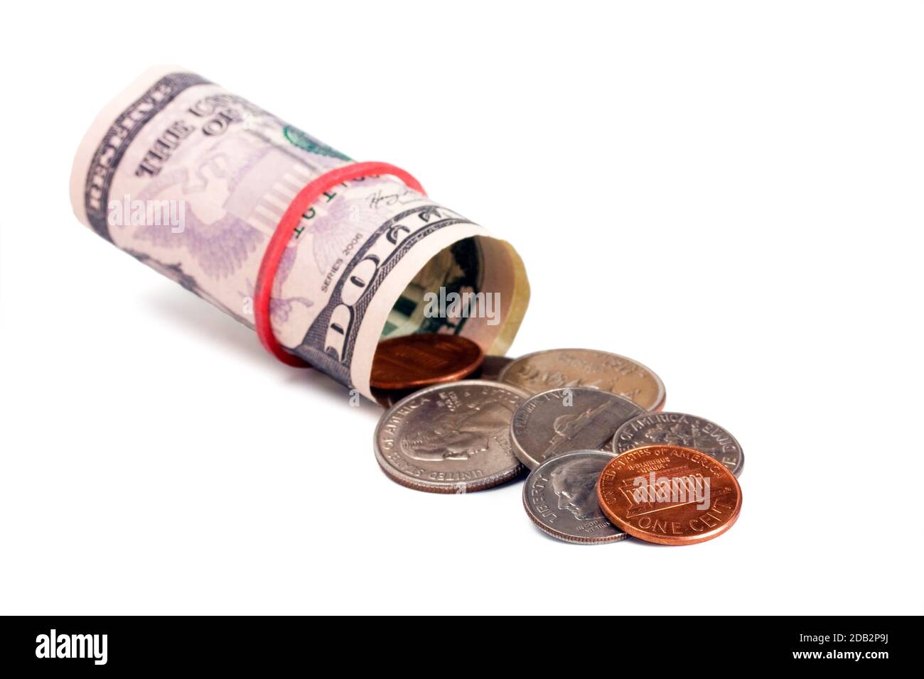 donate Coins in Dollars isolated on white background Stock Photo - Alamy