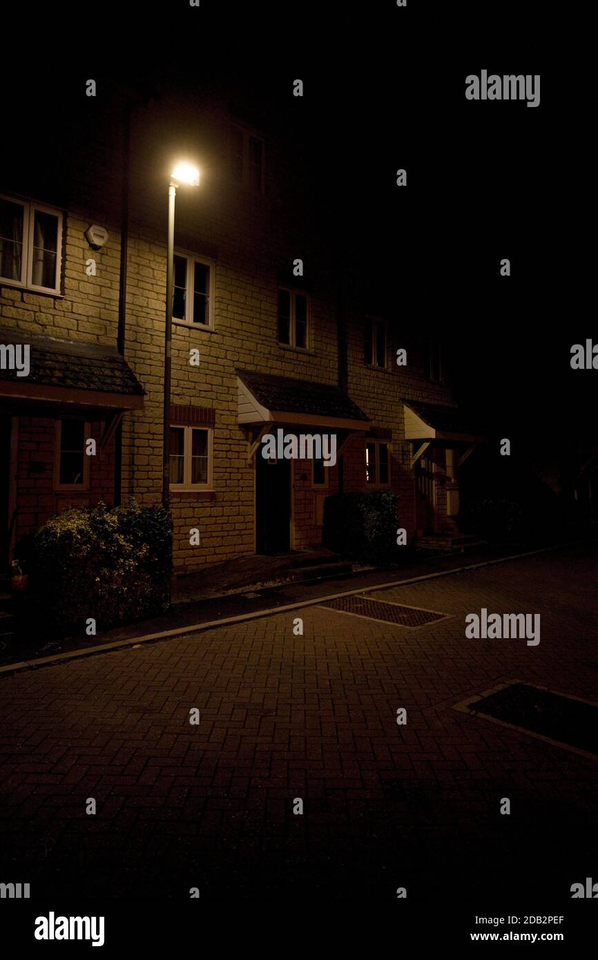 Housing estate at night, UK Stock Photo - Alamy