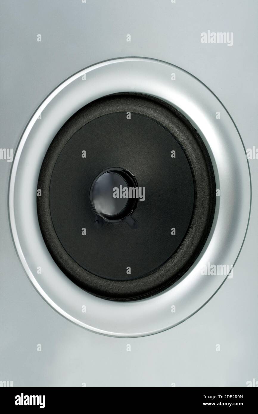 audio music sound speaker subwoofer grey background Stock Photo - Alamy