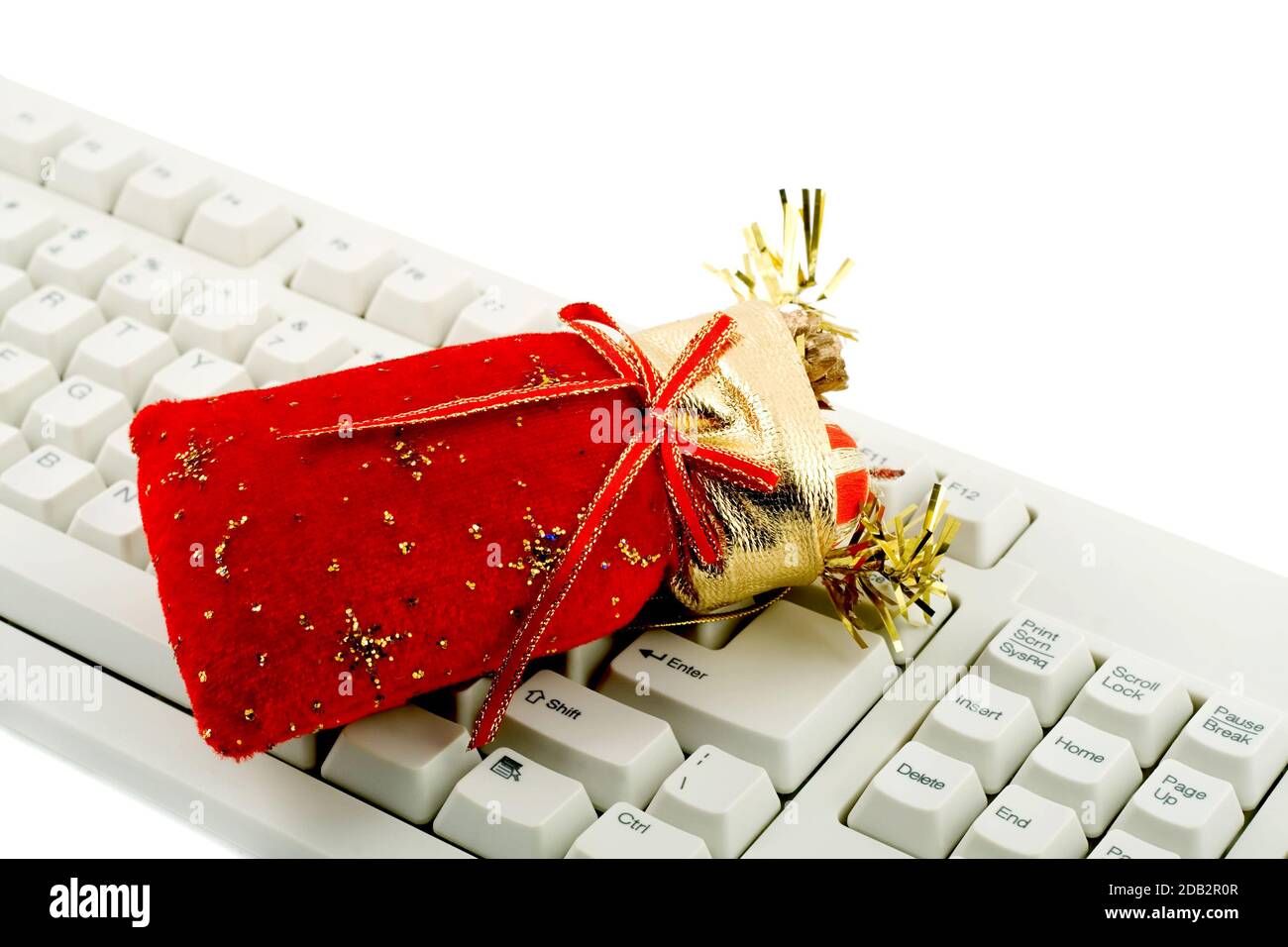 christmas gift with pc keyboard isolated on white background Stock ...