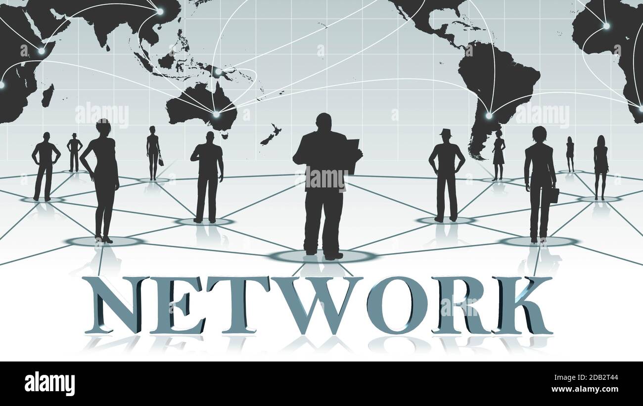 NETWORK - 3D letters in front of background image Business or Internet ...