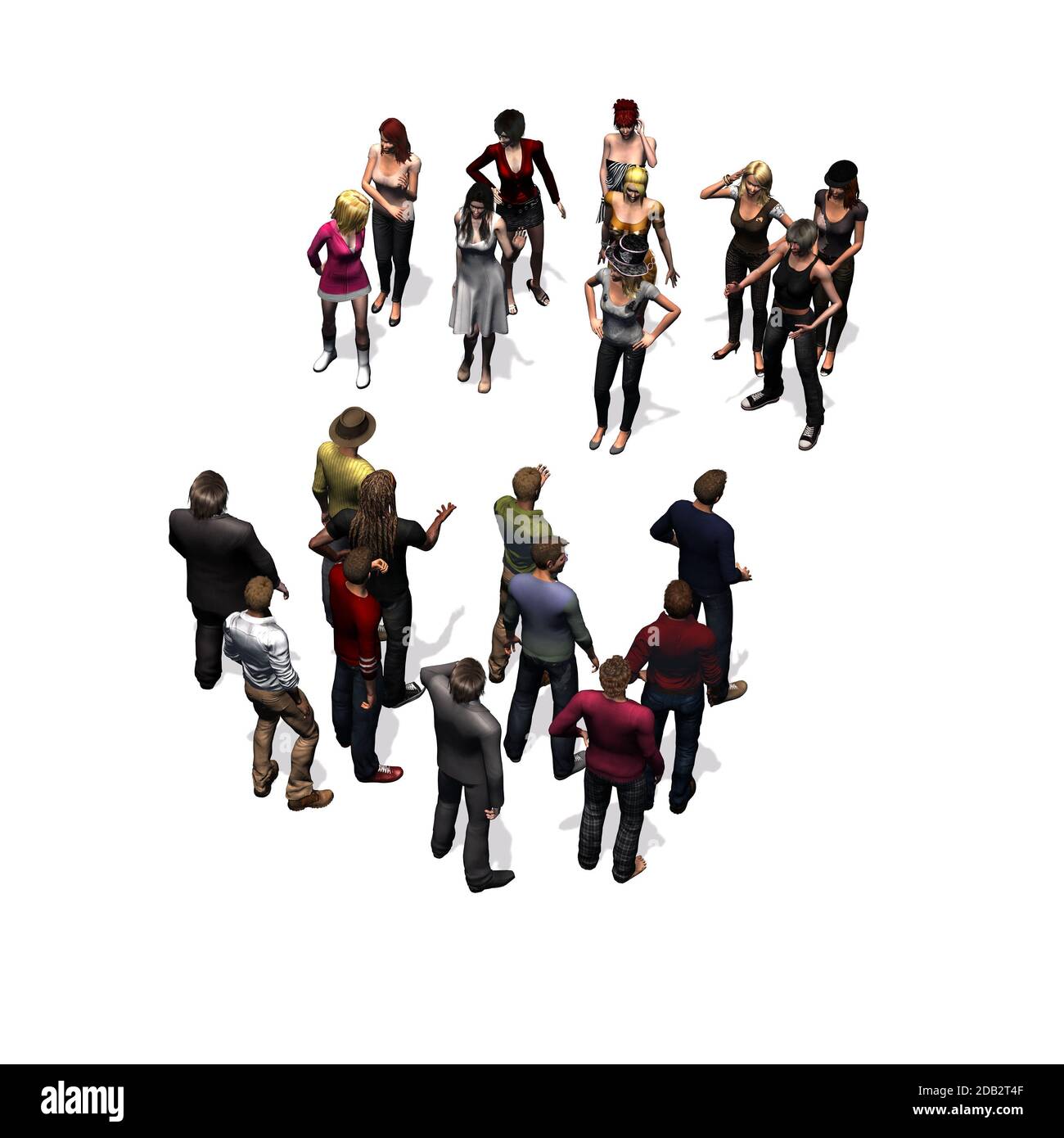 People - a group of women and men stand opposite each other Stock Photo ...
