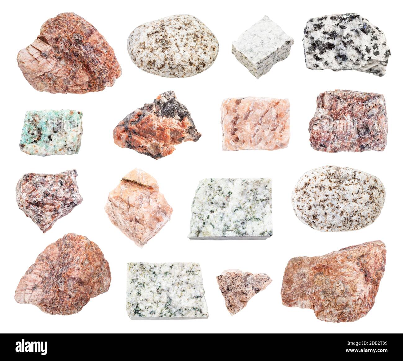 set of various Granite rocks isolated on white background Stock Photo ...