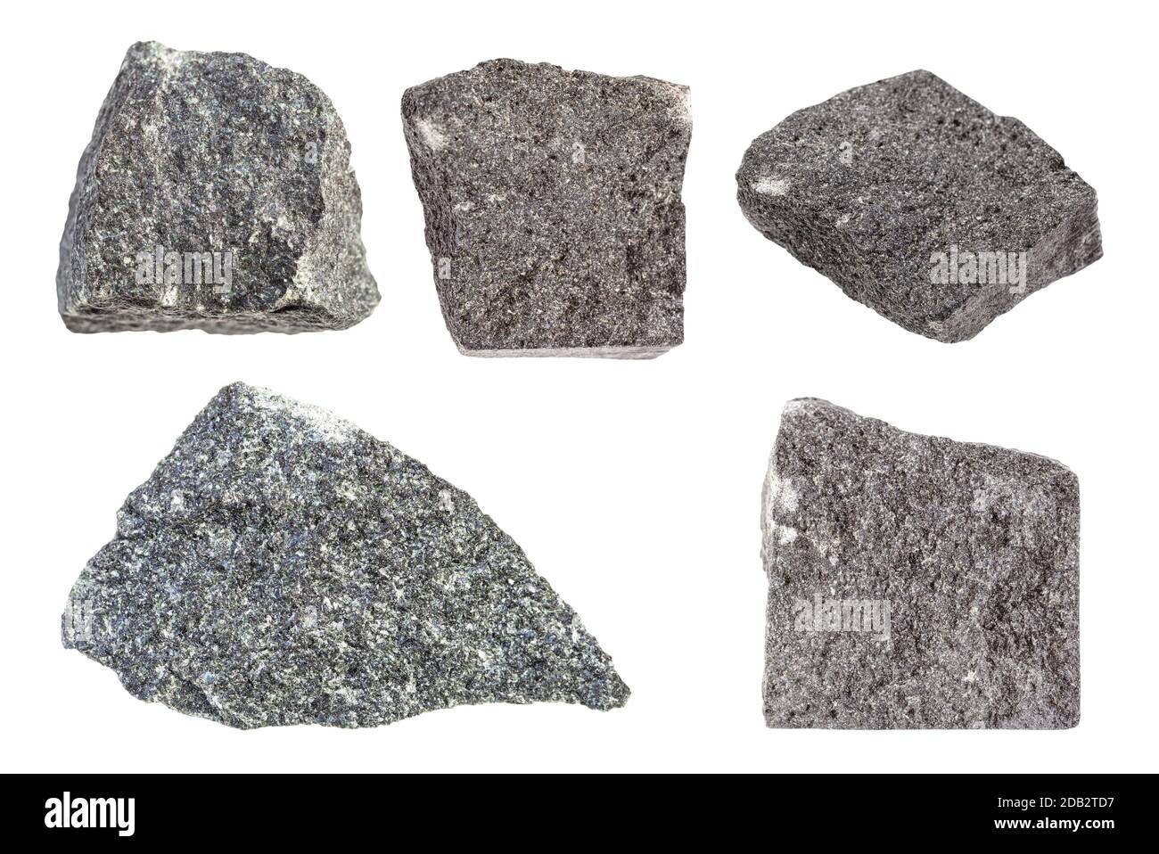 set of various Gabbro rocks isolated on white background Stock Photo ...