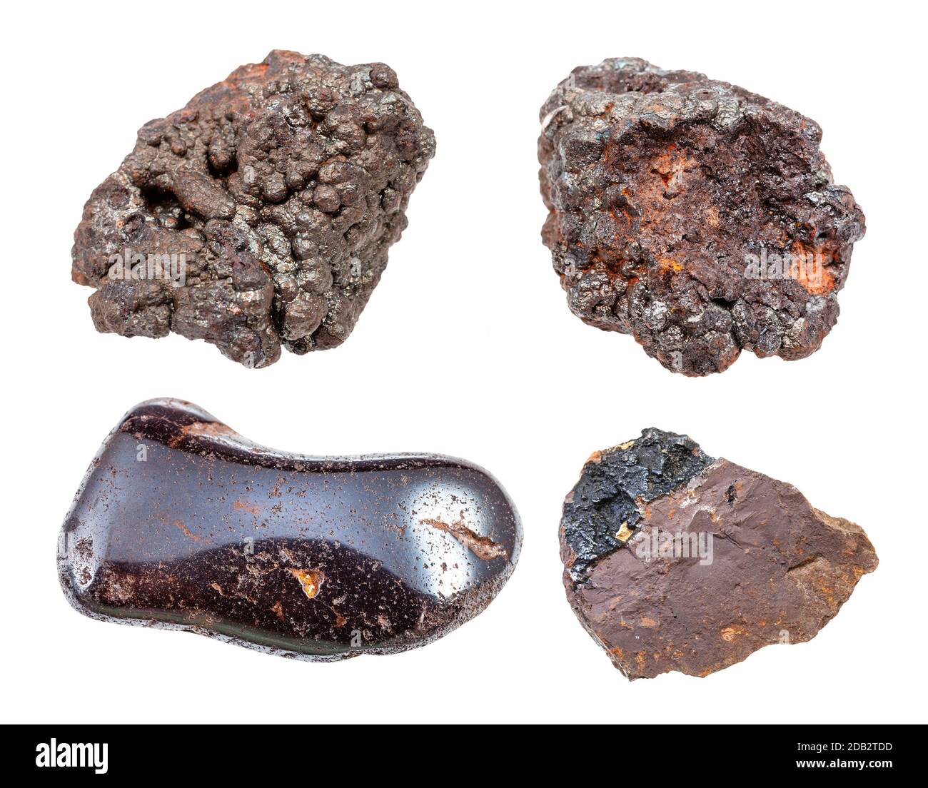 set of various Goethite rocks isolated on white background Stock Photo ...