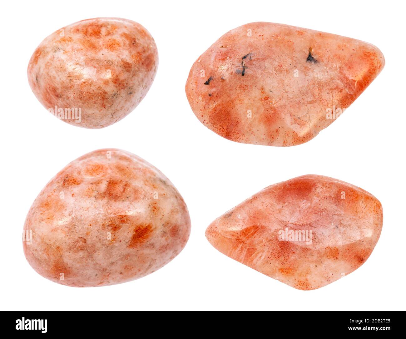 set of Sunstone (Heliolite) gemstones isolated on white background ...