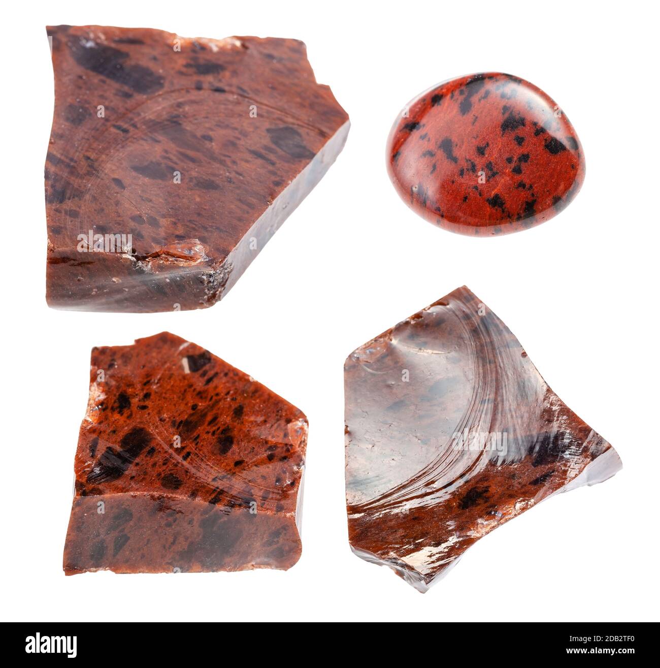 set of various Mahogany Obsidian stones isolated on white background ...