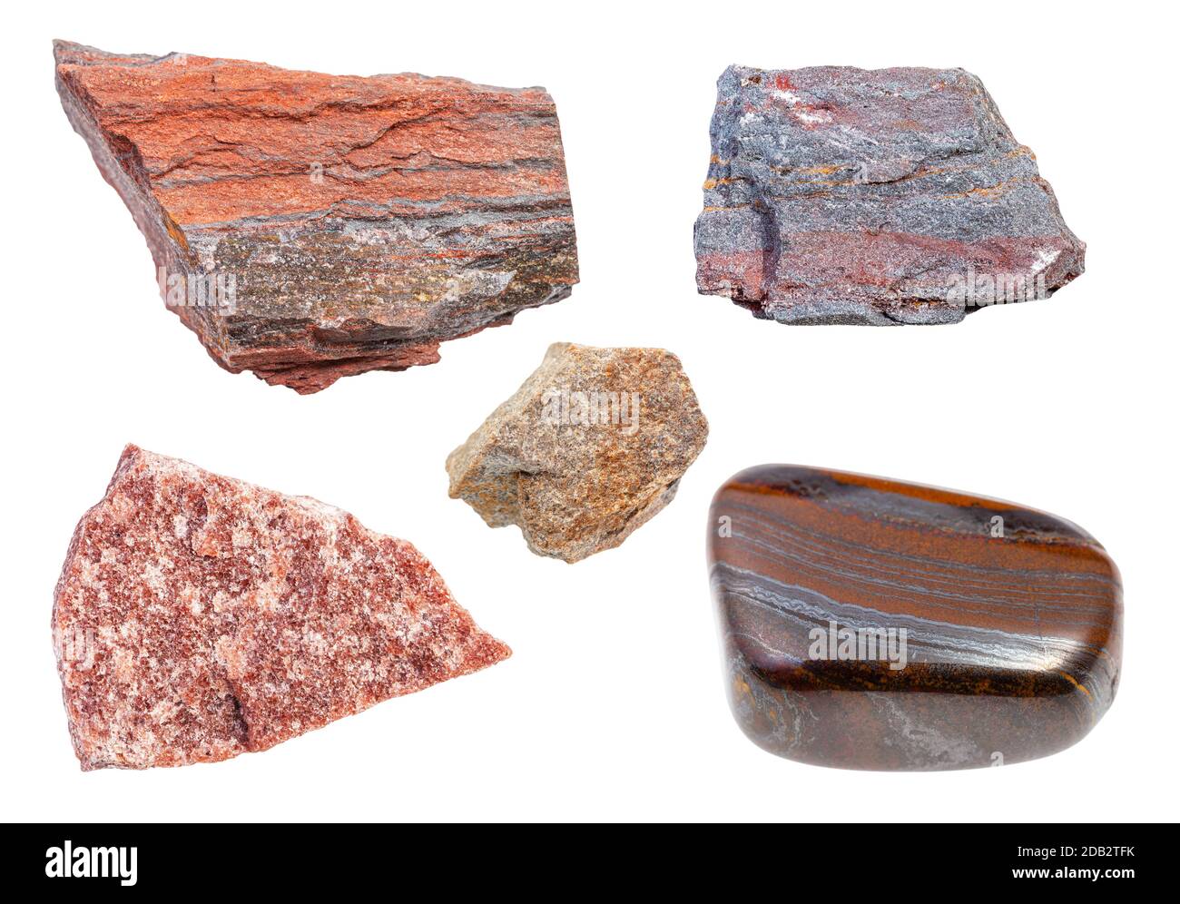 set of various Quartzite rocks isolated on white background Stock Photo ...