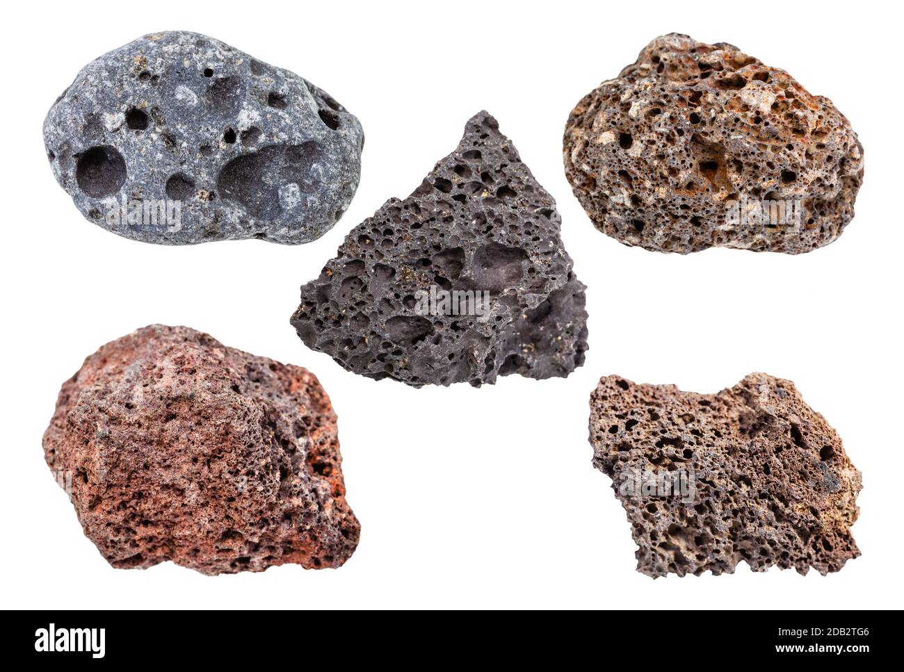 set of various Pumice rocks isolated on white background Stock Photo ...