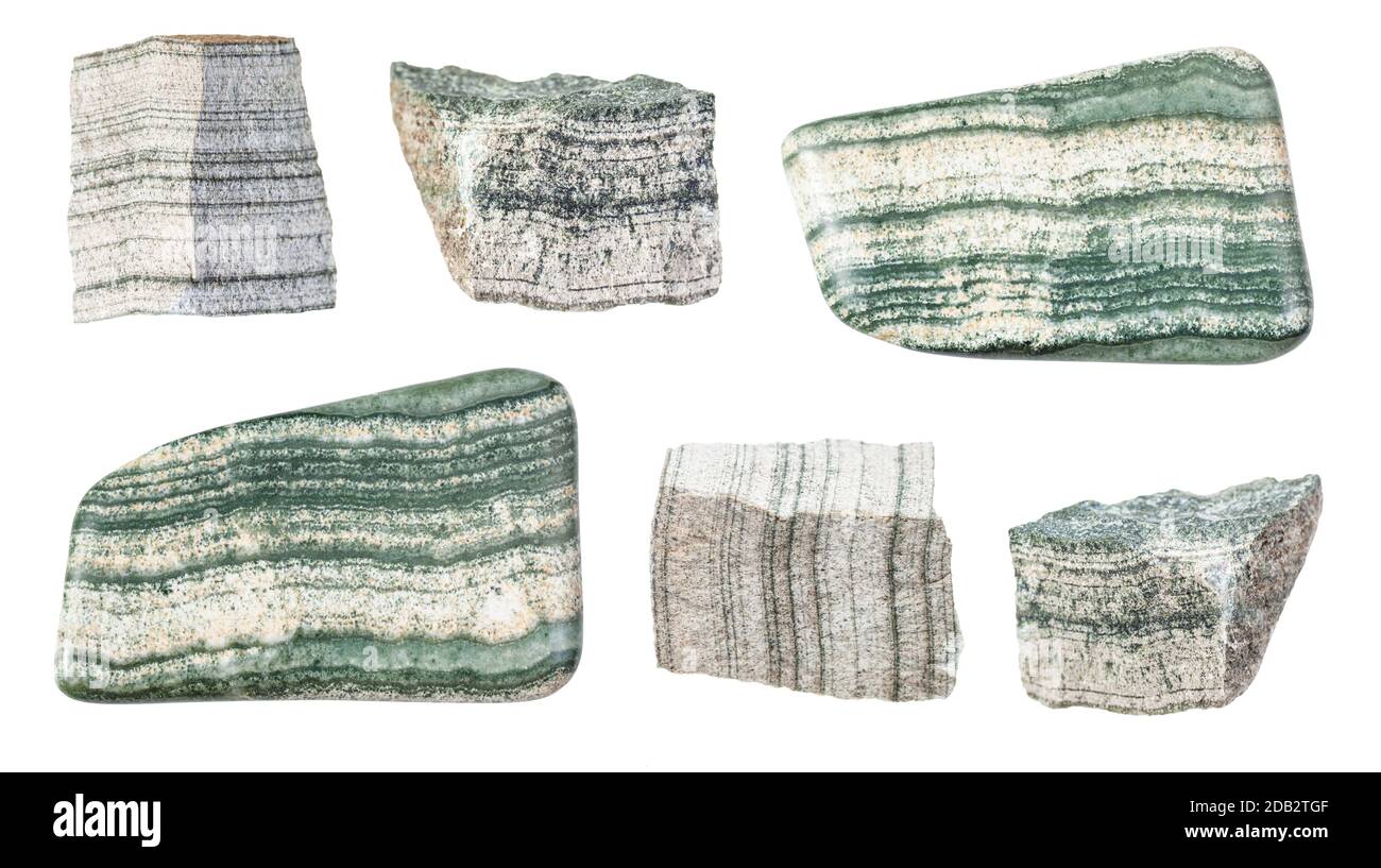 set of various Skarn rocks isolated on white background Stock Photo - Alamy