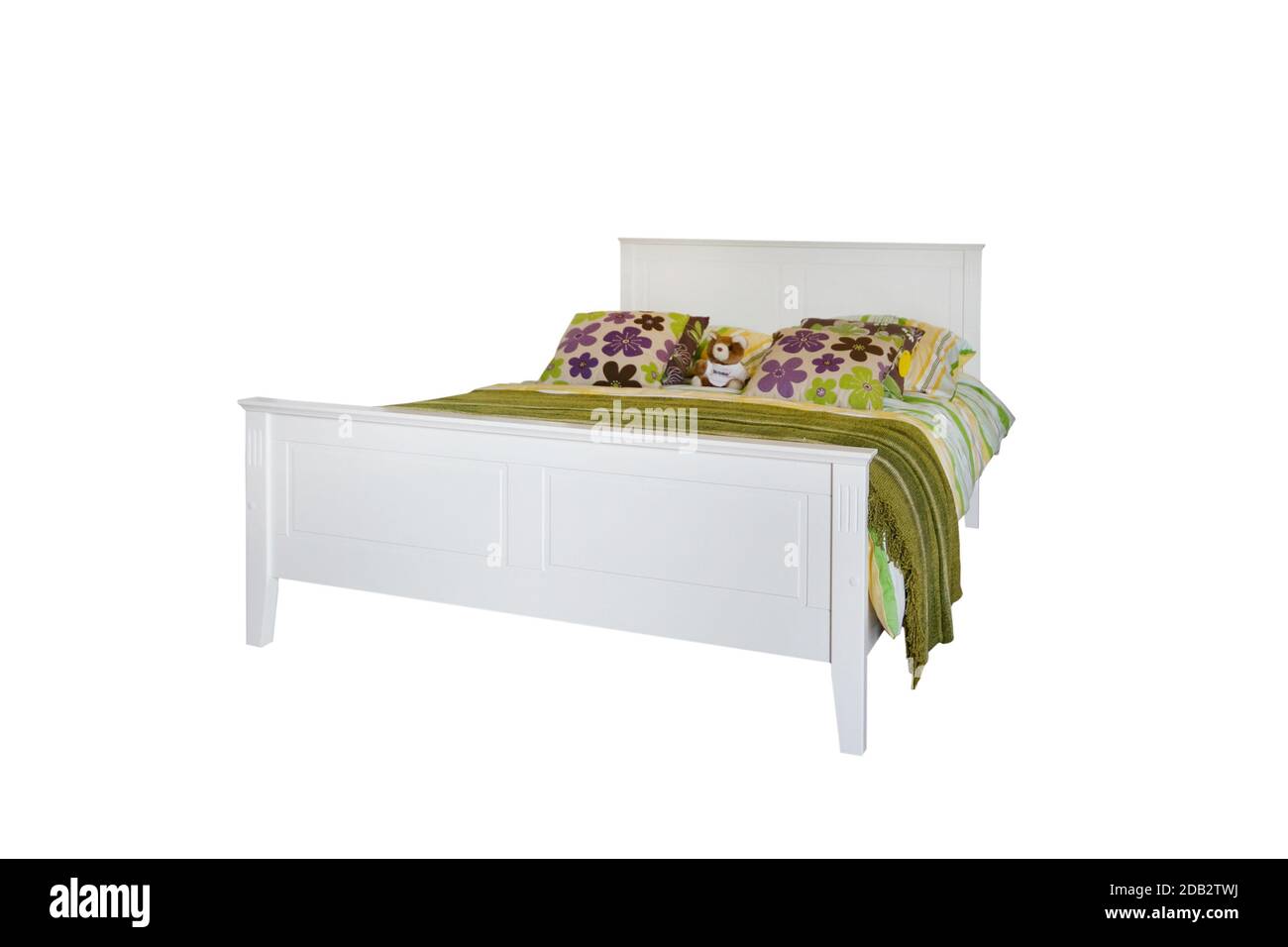 A double-sized bed on a white background Stock Photo - Alamy