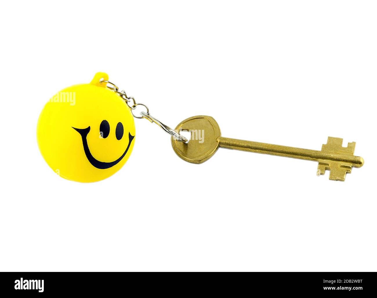 key on key ring smiles isolated on white background Stock Photo - Alamy