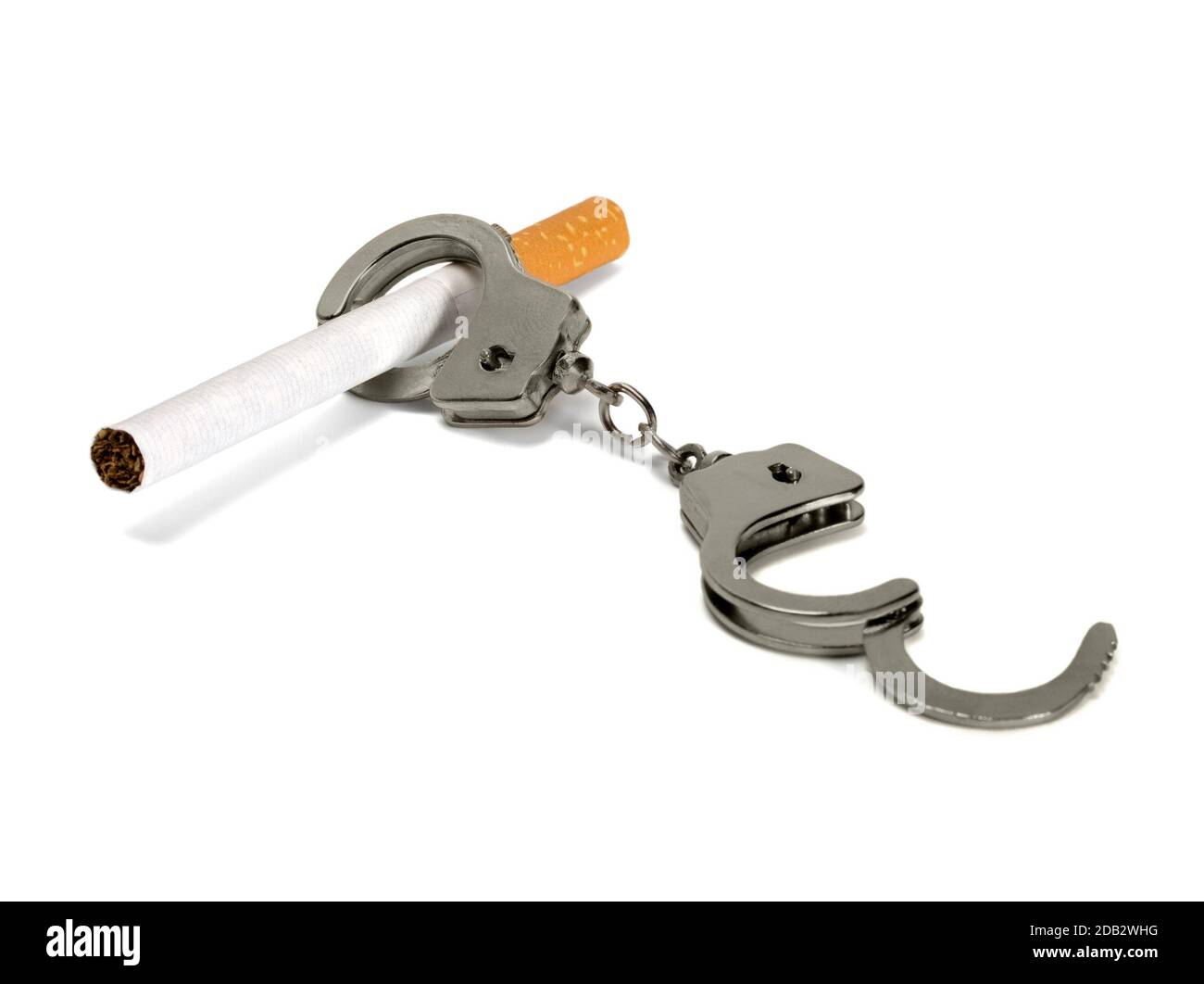 Cigarette in Handcuffs - addiction isolated on white background Stock ...