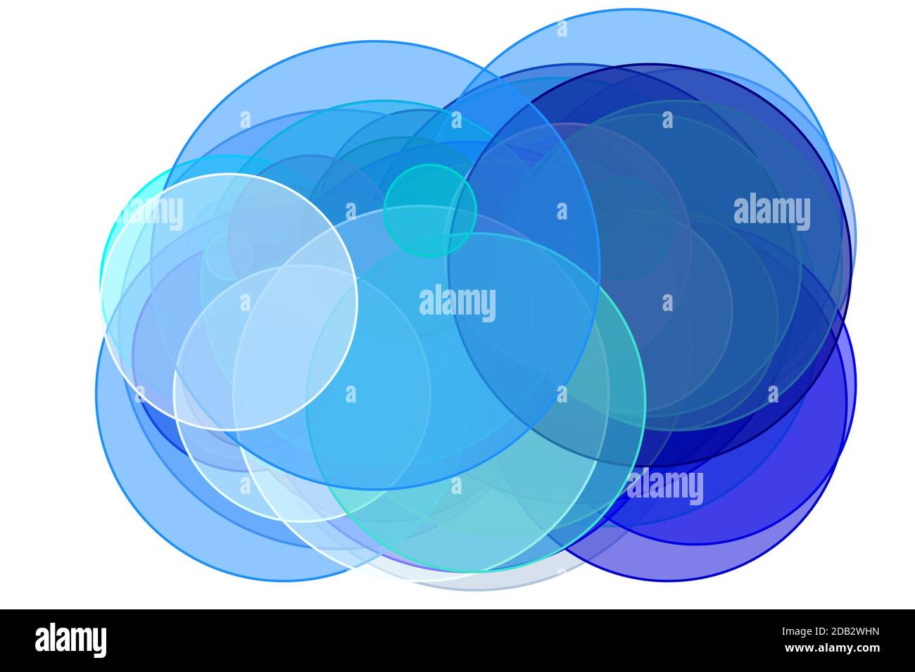 Abstract minimalist blue illustration with circles and white background ...