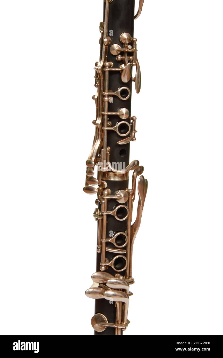 A vertical shot of a clarinet's body on a white background Stock Photo ...