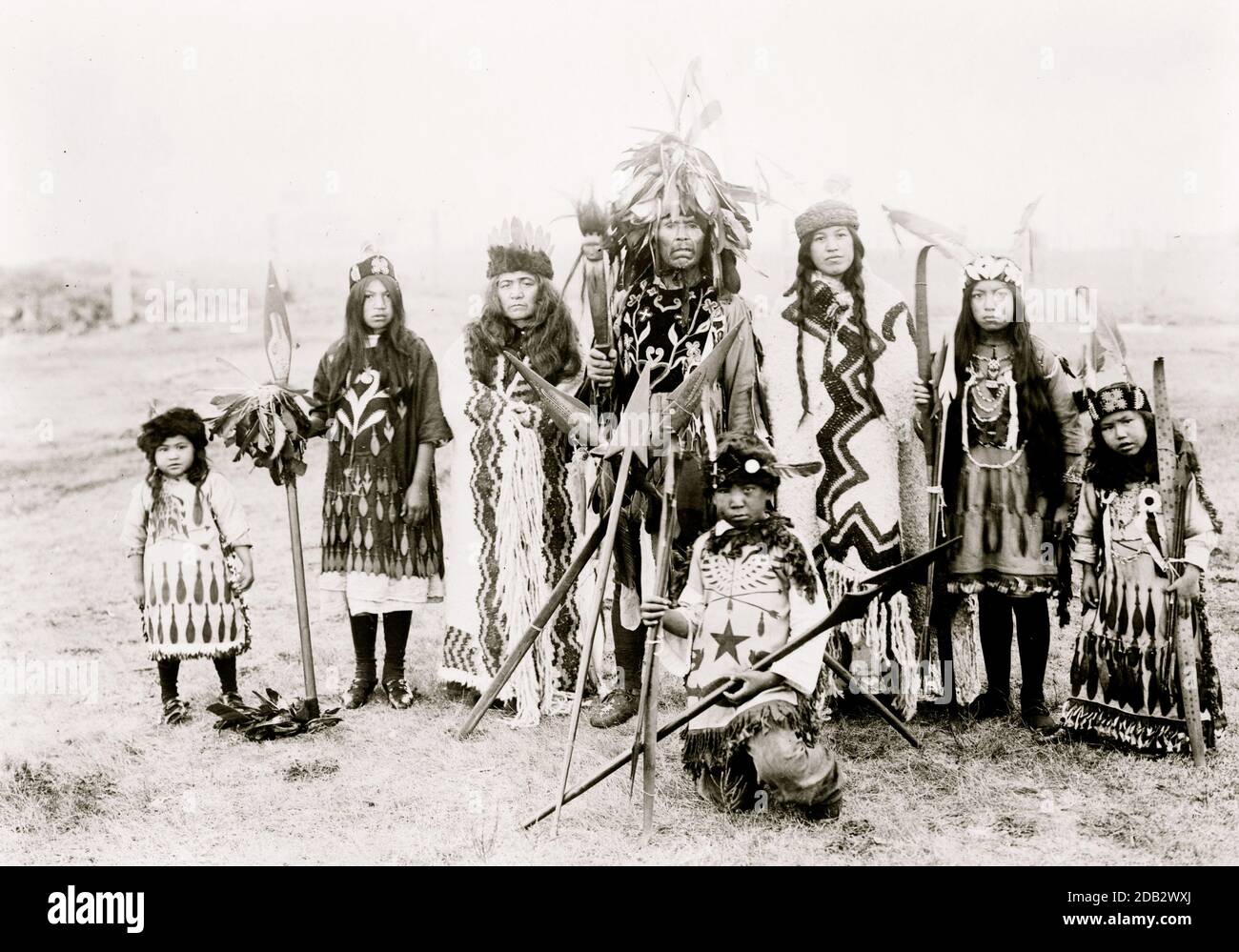 Eight members of Lummi family posed, full-length, standing Stock Photo ...