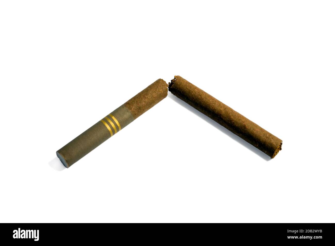 Broken cigarette, isolated in white background Stock Photo - Alamy