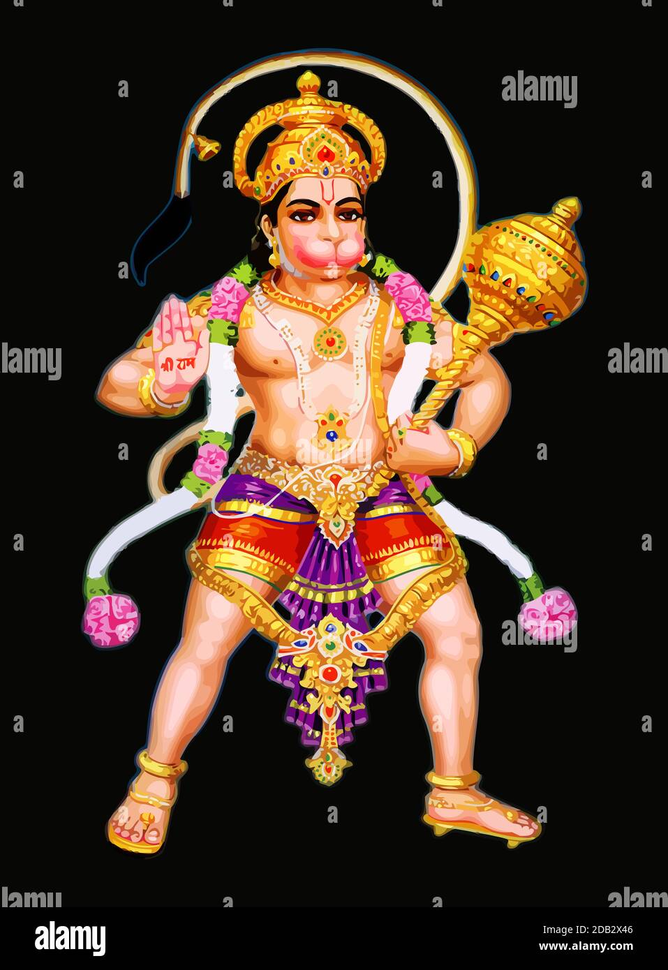 hanuman god monkey illustration indian holy culture Stock Photo - Alamy