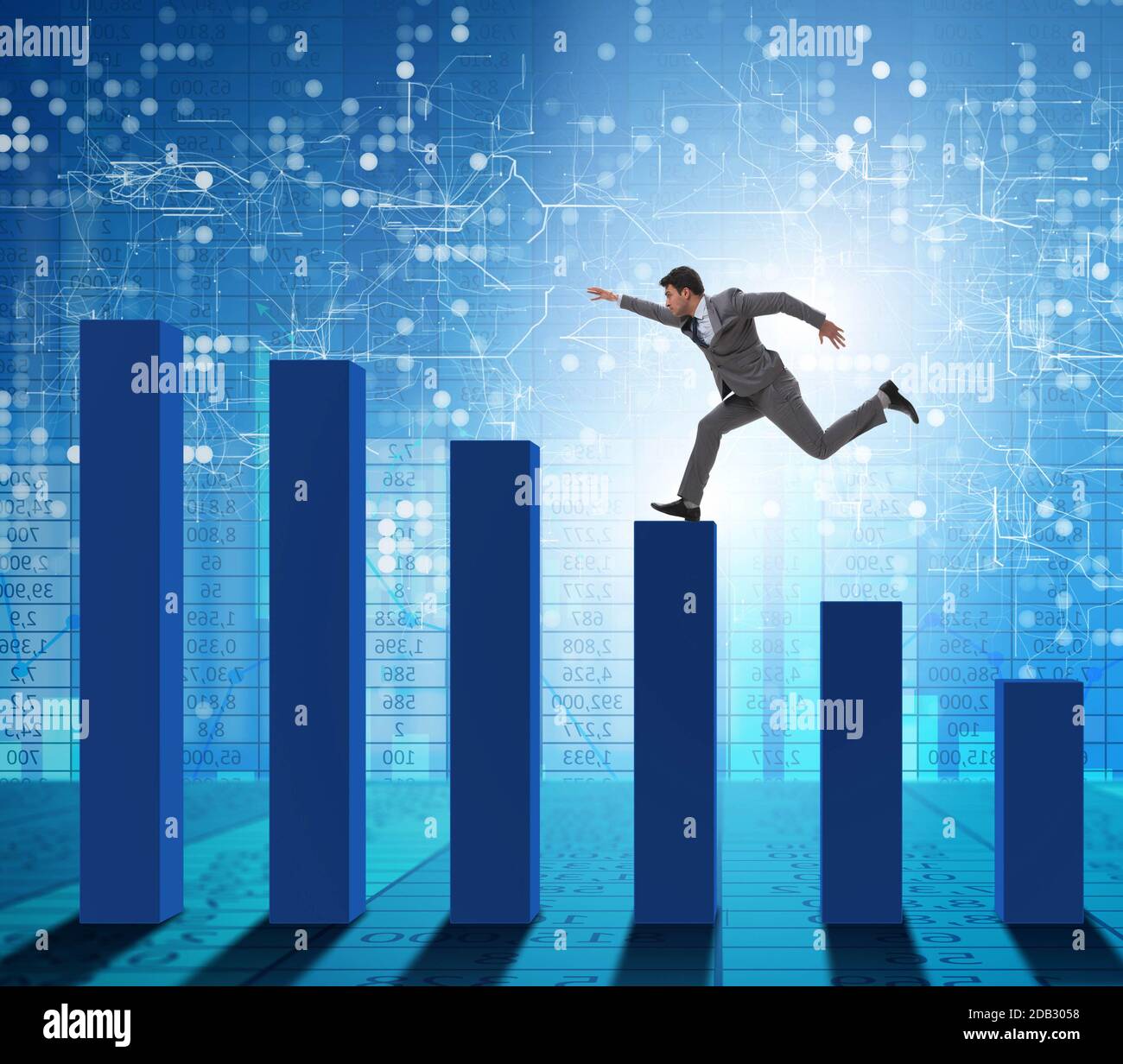 The businessman running towards economic success Stock Photo - Alamy