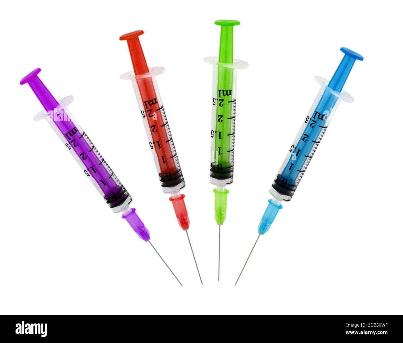 Syringe medicine colors isolated on white background Stock Photo - Alamy