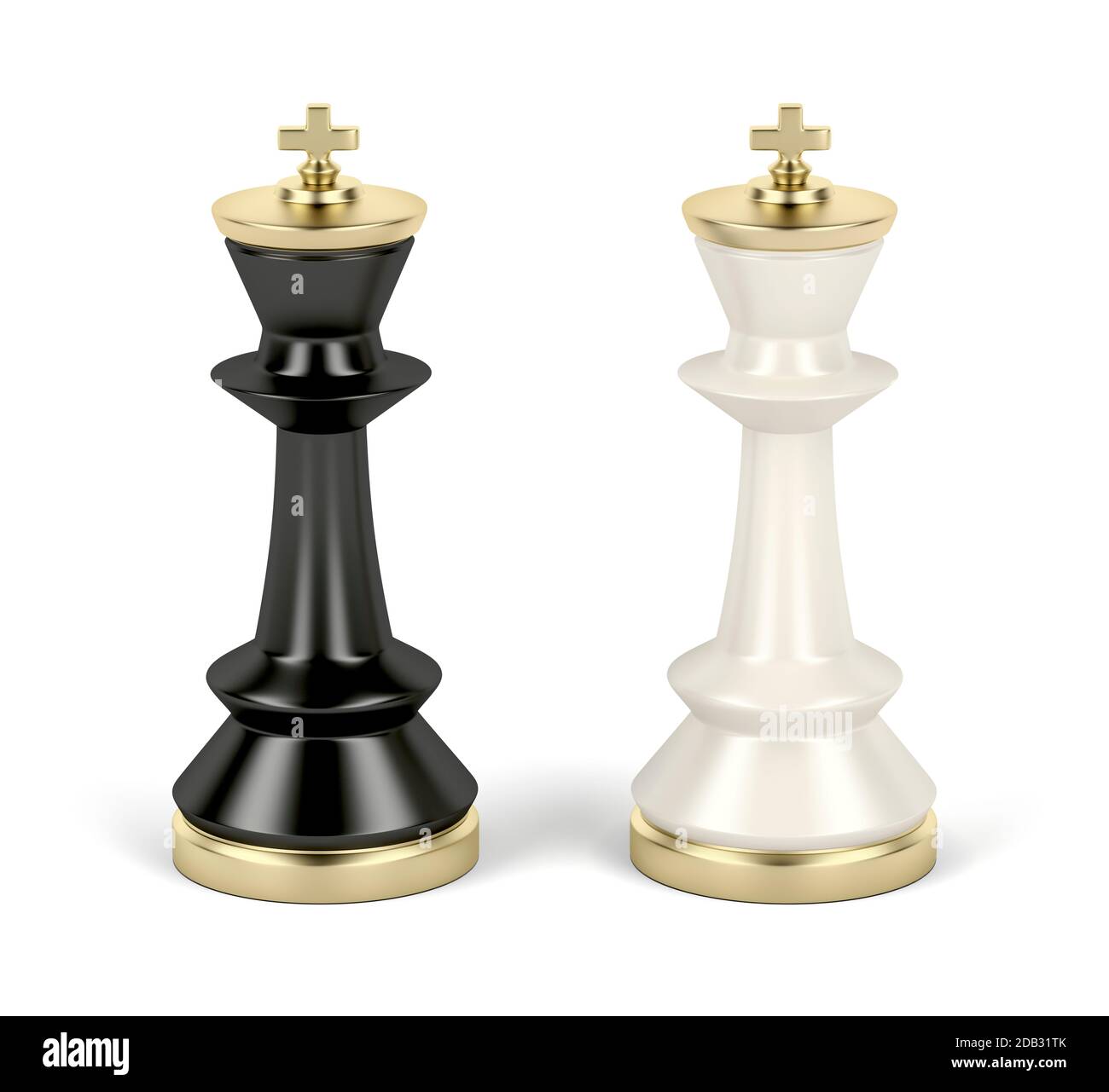 Front view of black and white chess kings on white background Stock ...