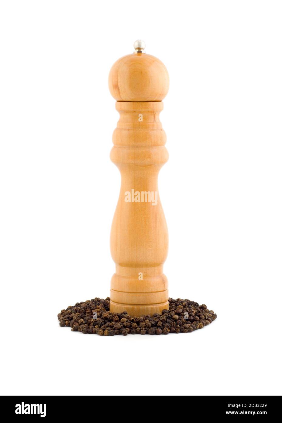 Wooden pepper mill , isolated on white background Stock Photo - Alamy