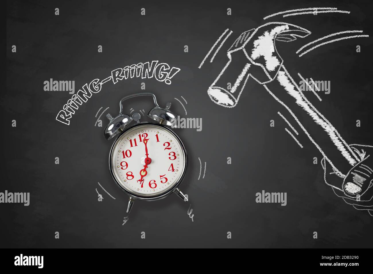 illustrated photo, with blackboard effect, representing a hand armed ...