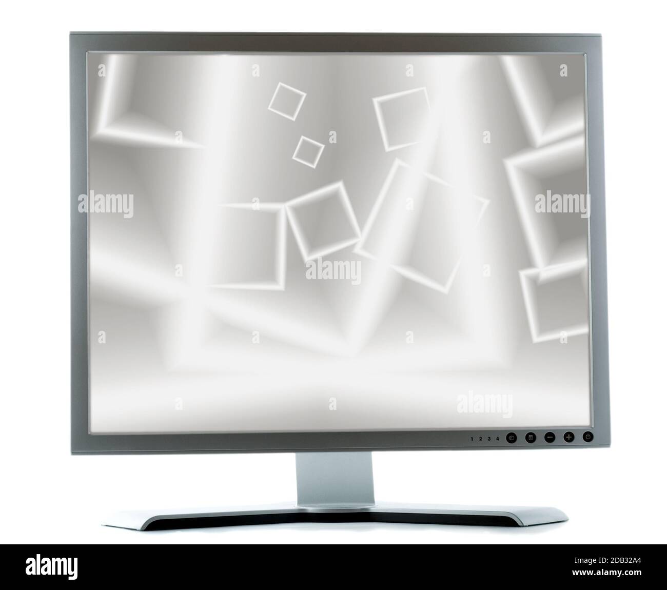 silver monitor on a white background Stock Photo - Alamy