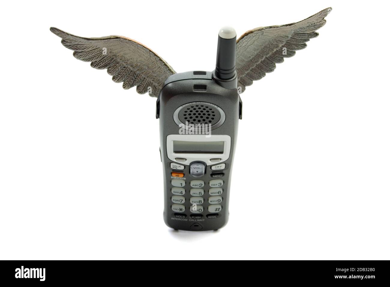 Flying Telephone,isolated on white background Stock Photo - Alamy