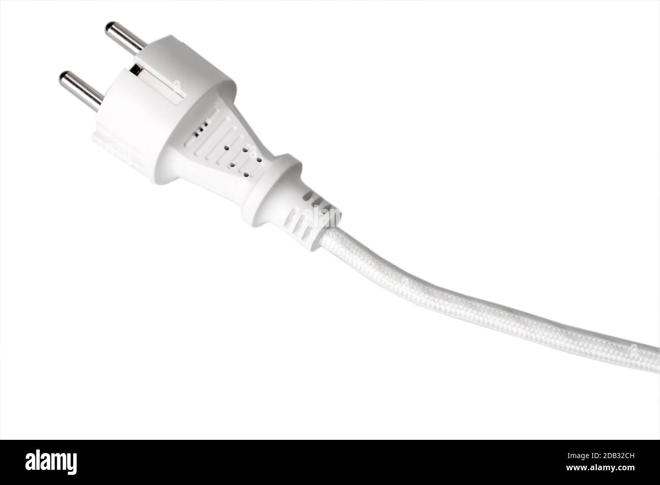 white electric plug cable isolated on white background Stock Photo - Alamy