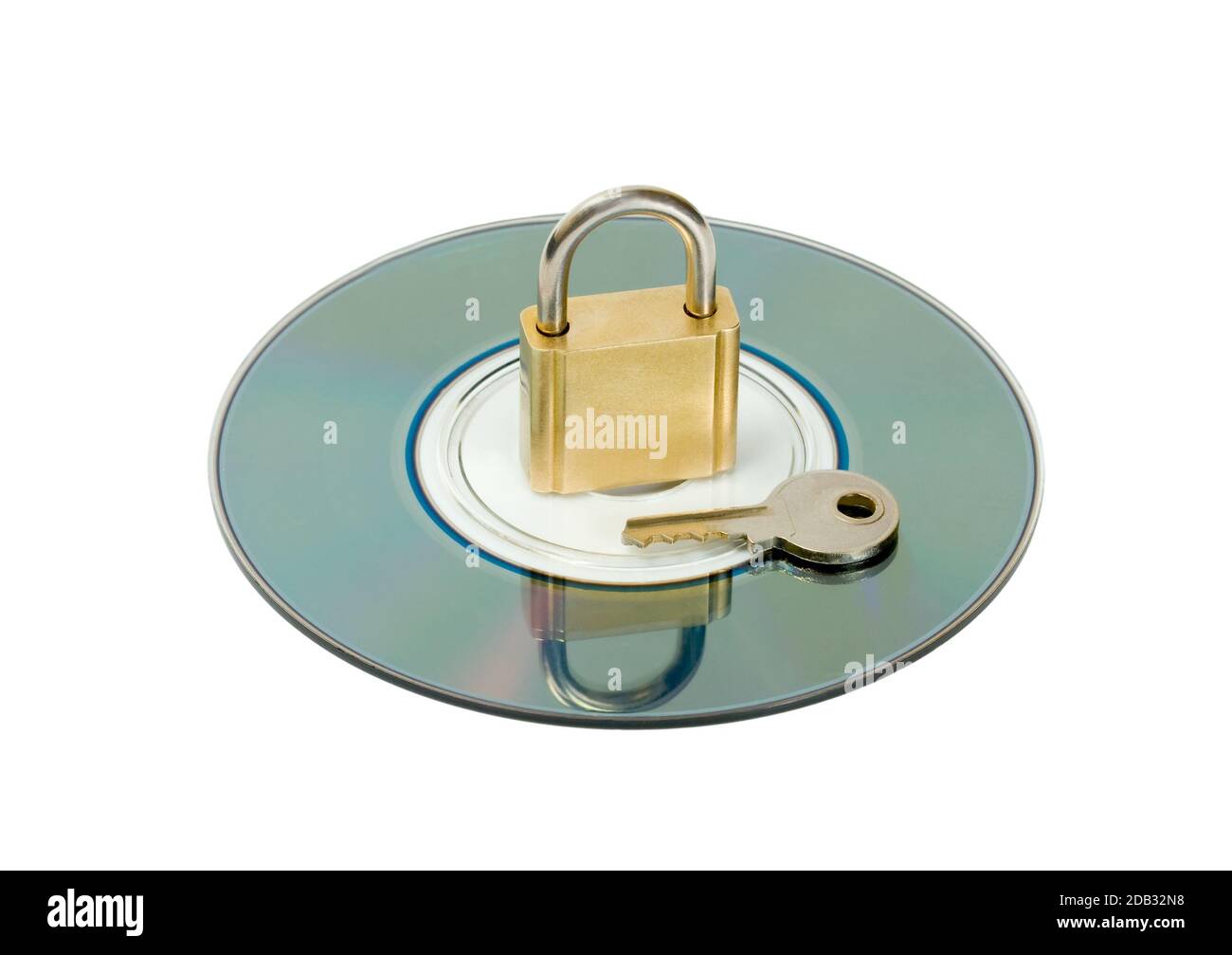 padlock key in CD disc object isolated on white background Stock Photo ...