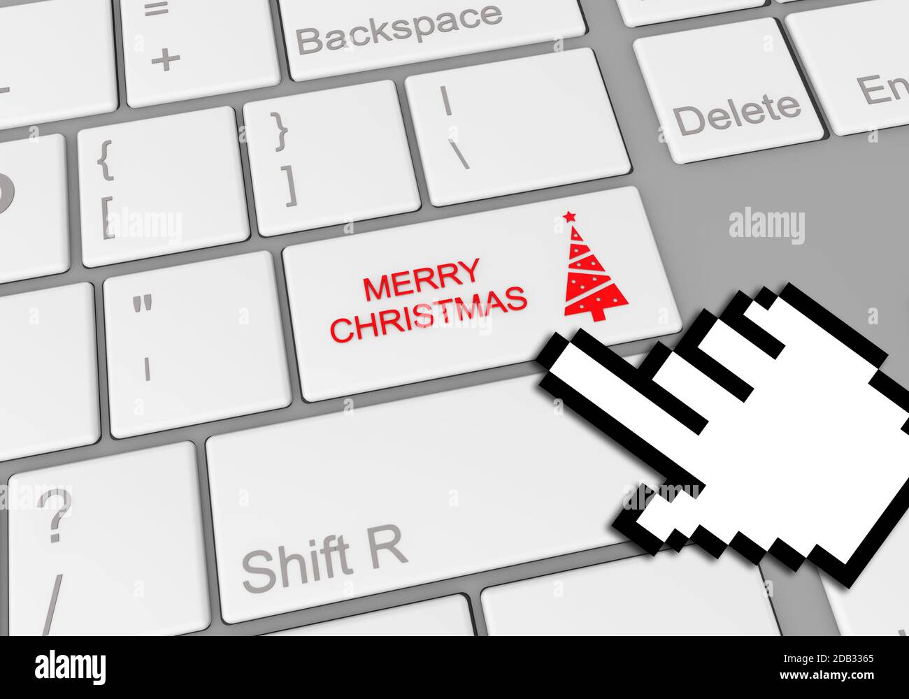 A digital illustration of a computer keyboard with a mouse clicking on ...