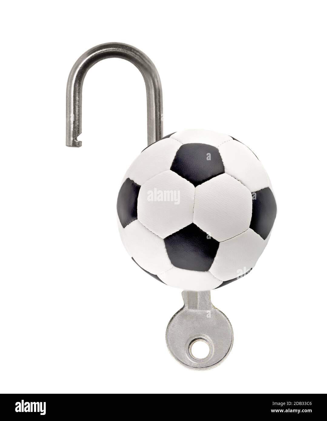 padlock soccer ball with key isolated on white background Stock Photo ...