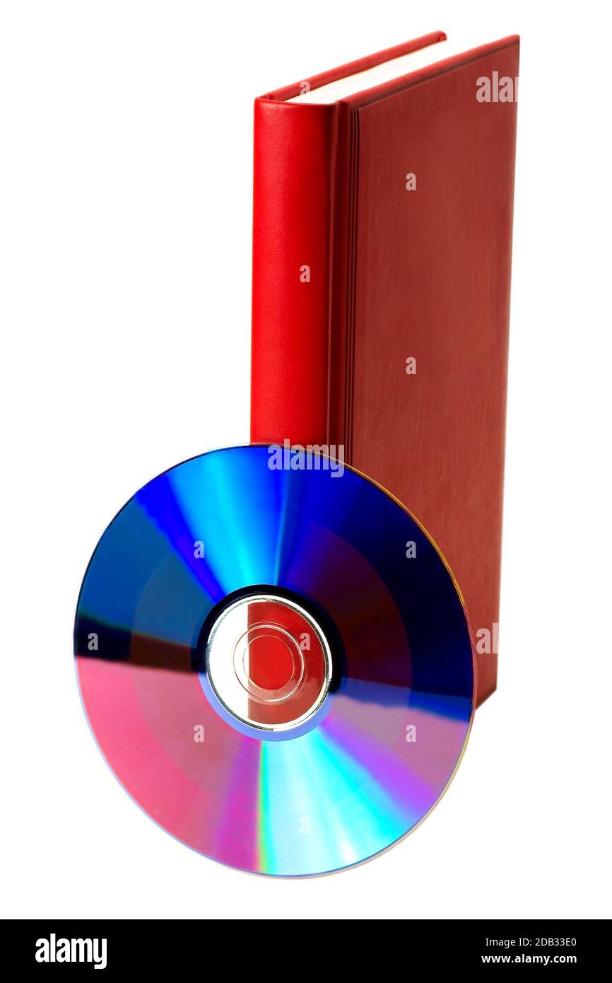 red book and compact disk isolated on white background Stock Photo - Alamy