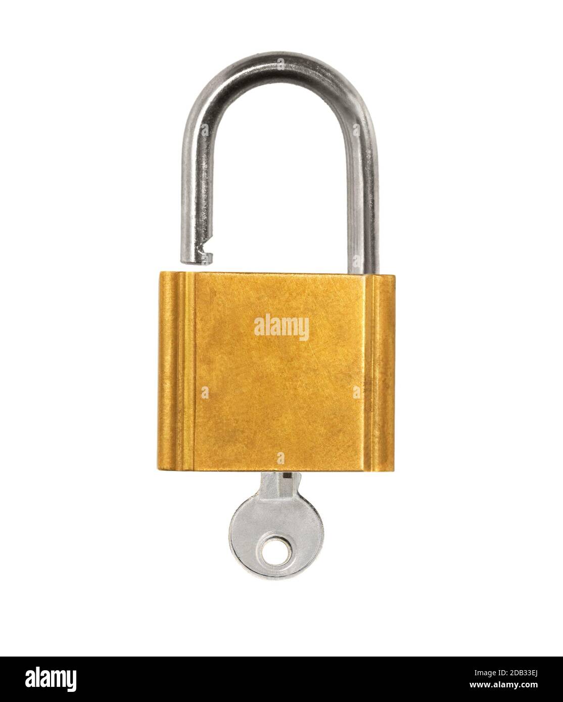 padlock open key isolated on white background Stock Photo - Alamy