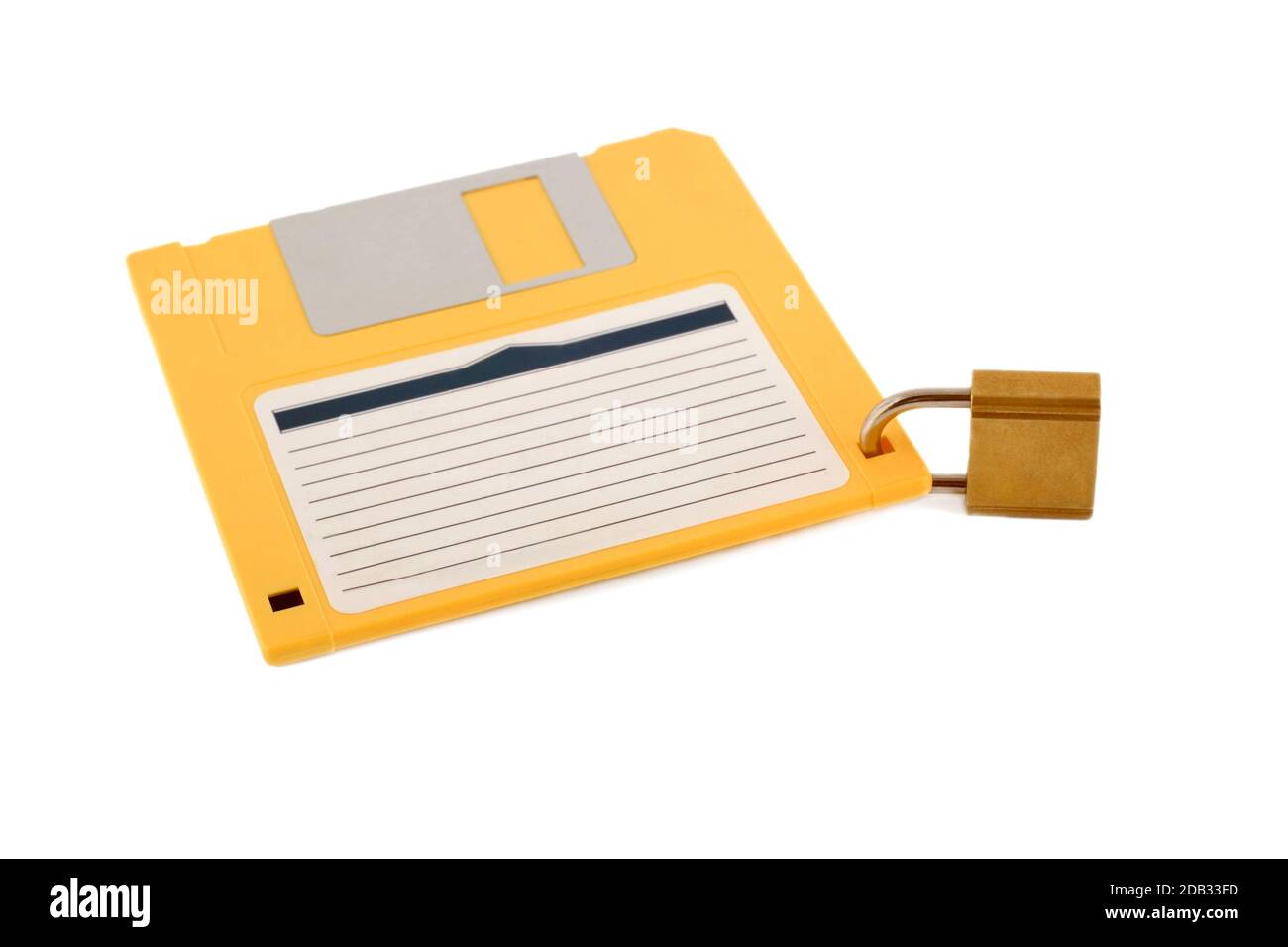 lock diskette symbol protection , close-up isolated on white background ...