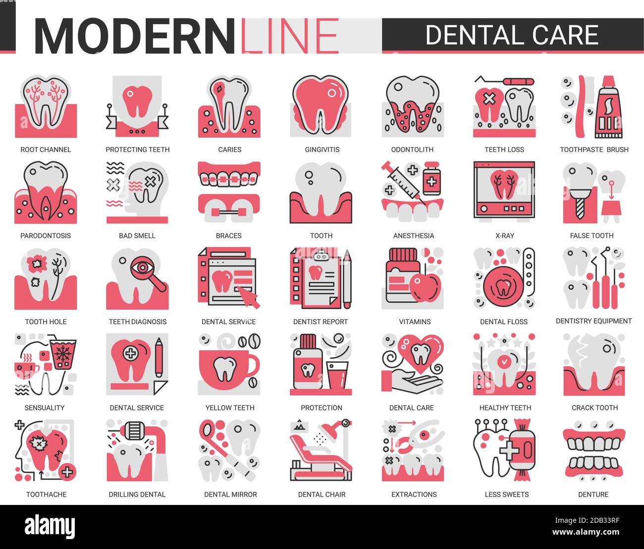 Dental care line icons Stock Vector Images - Alamy