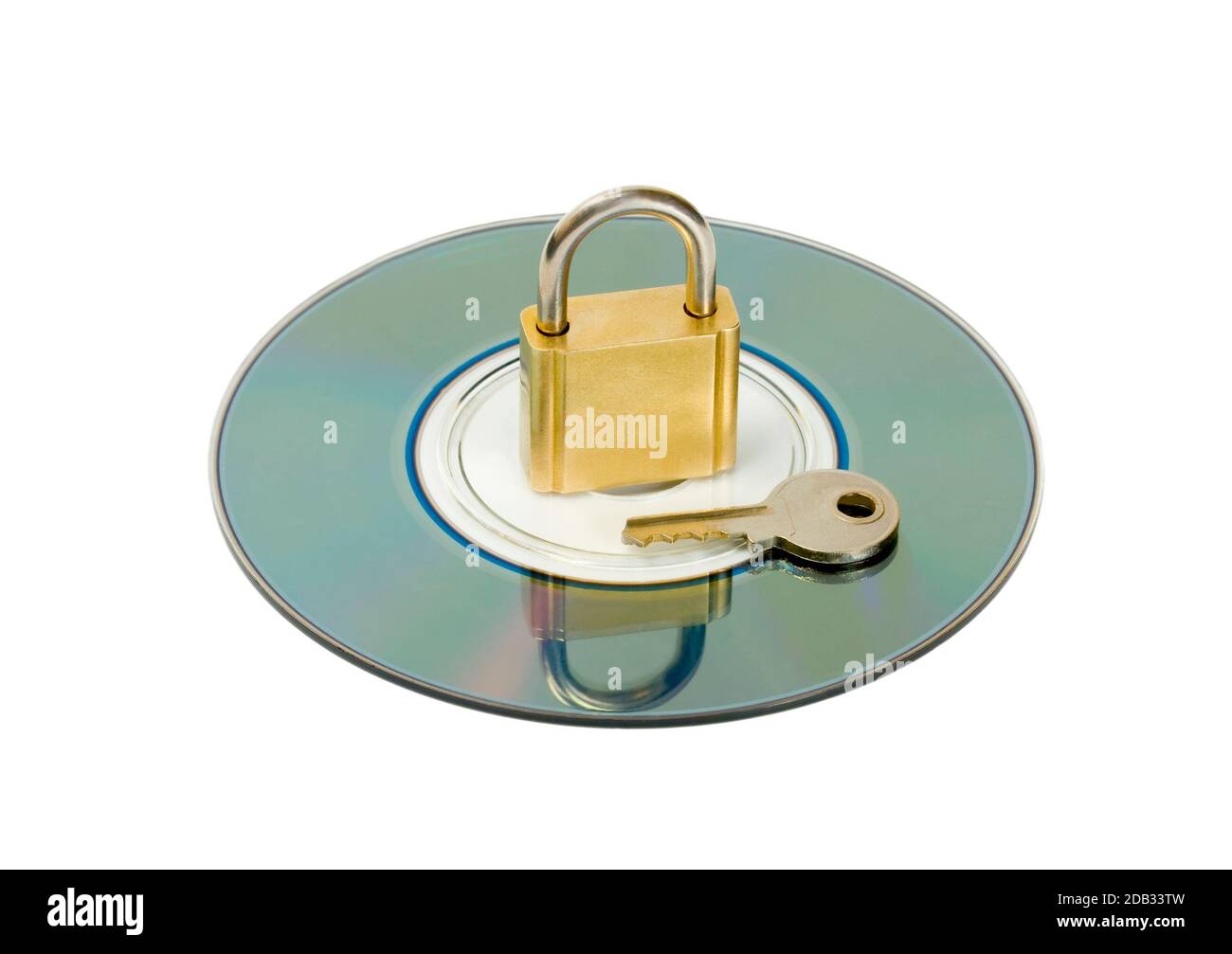 padlock key in CD disc object isolated on white background Stock Photo ...